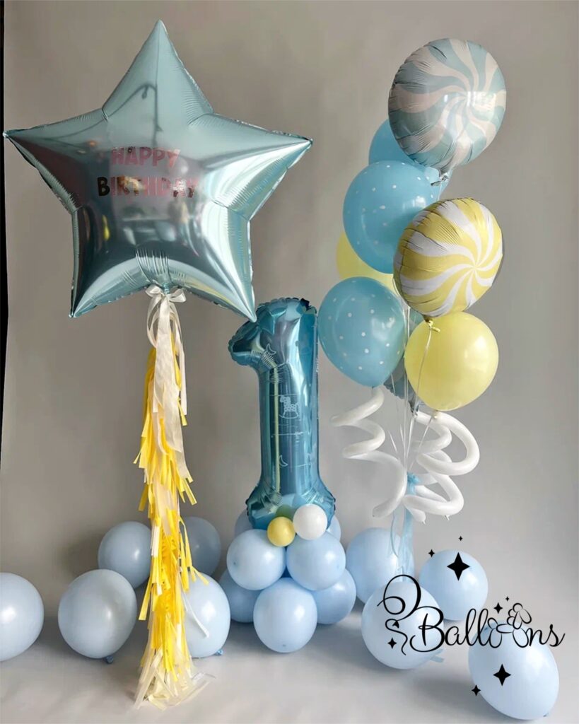 Light Blue Star Number One – Balloon Decorations in London